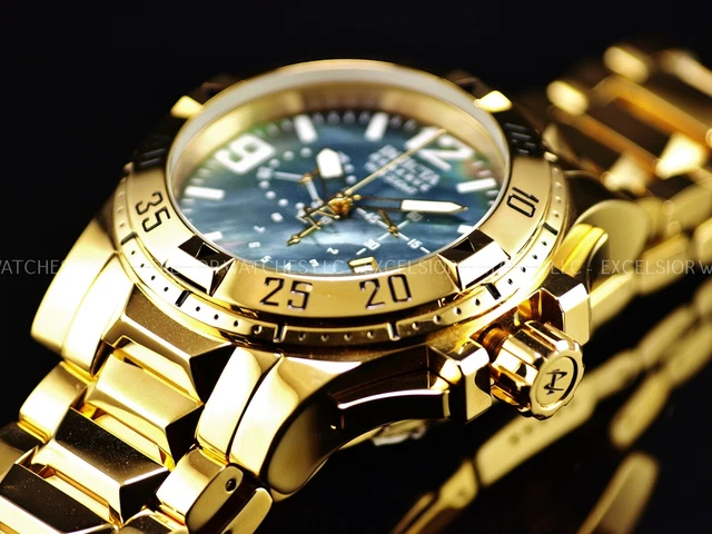 RARE INVICTA 50MM Mens Excursion SWISS MADE Chronograph Gold Tone MOP ...