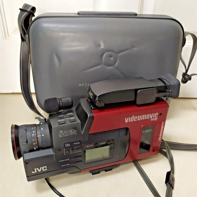 JVC GR-60E VHS-C Vintage Camcorder Video Camera (Red) & Briefcase c ...