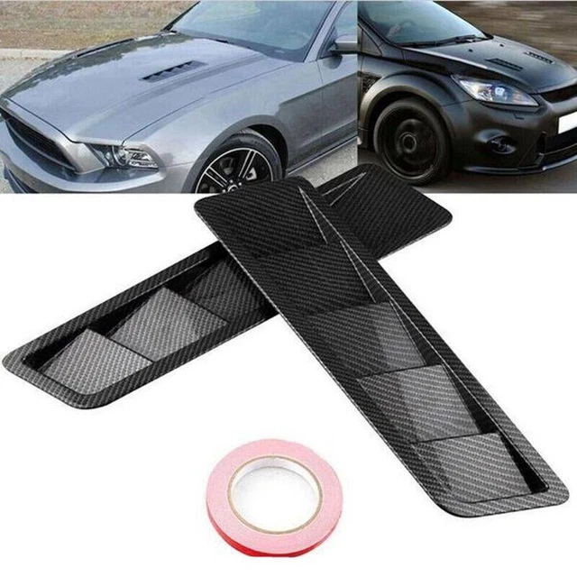 CAR CARBON FIBER Hood Vent Intake Louver Air Flow Vent Cover Scoop ...