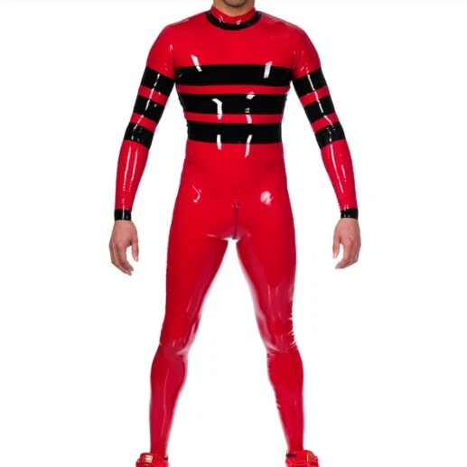 Neu 100% Latex Rubber Gummi Uniform Catsuit Ganzanzug Handmade Tights