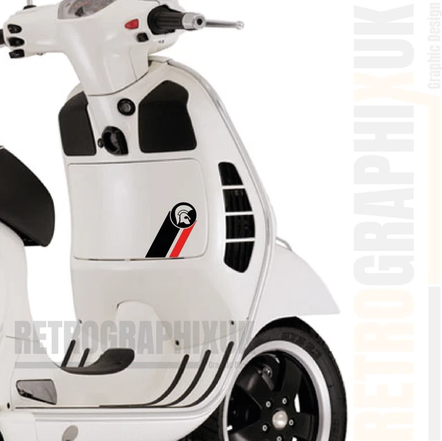 BLACK / RED TROJAN Vespa GTS 300 Super Styled Graphics Stickers Kit ...
