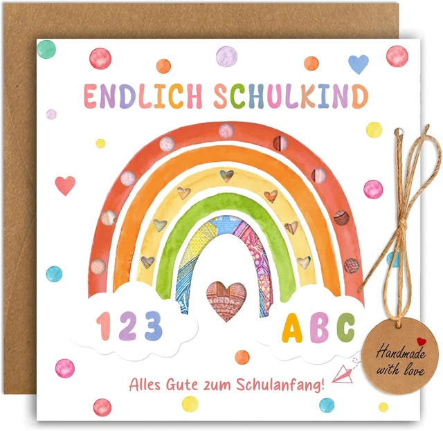 GELDGESCHENK EINSCHULUNG MÄDCHEN Junge Regenbogen, Einschulung Karte Geldgeschen EUR 11,99 ...