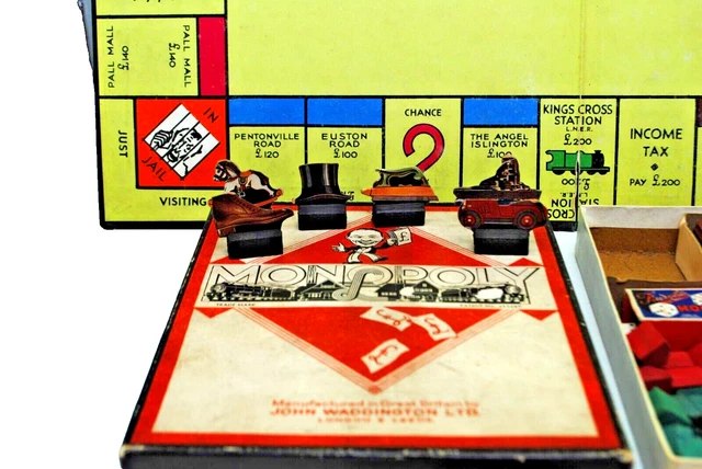 RARE VINTAGE MONOPOLY Set 1930s Patent 453689 Wooden Pieces Classic ...