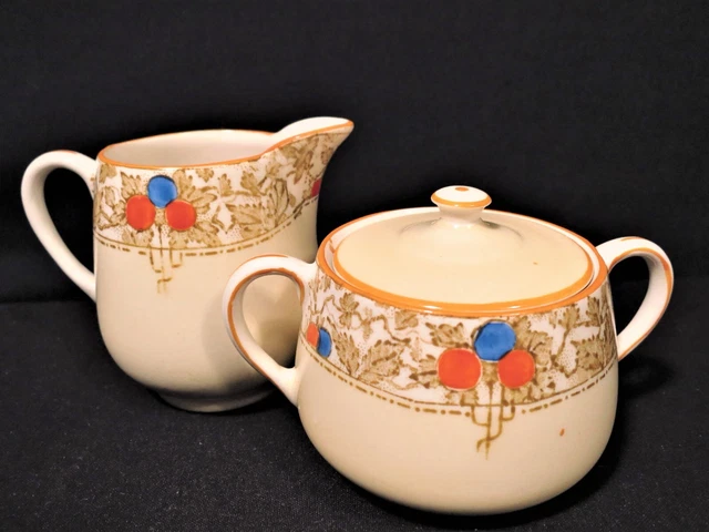 SUGAR BOWL CREAMER Set James Kent Ye Olde Foley FLORENTINE Art Deco ...