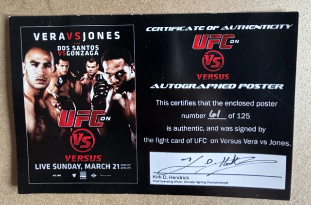 UFC ON VS Jon Jones Signed By Card Official Poster £720.72 - PicClick UK