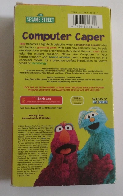 SESAME STREET - Computer Caper (VHS, 2002) $12.00 - PicClick CA