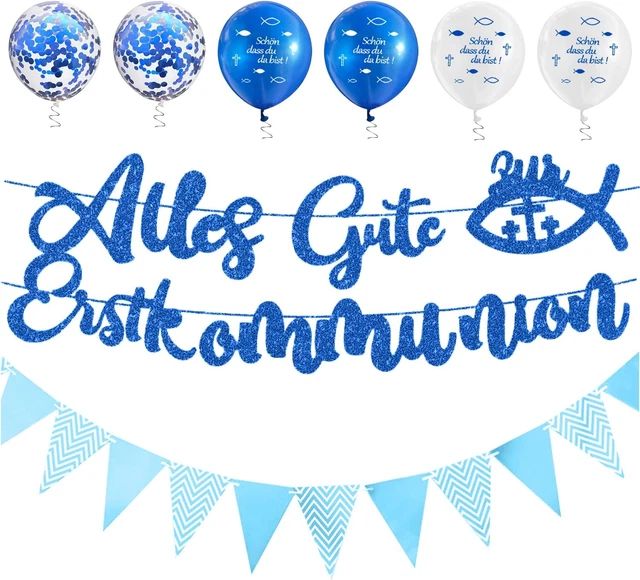 KOMMUNION DEKO SET, Erstkommunion Banner, Taufe Tischdeko, Konfirmation ...