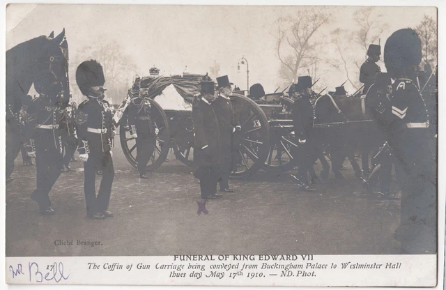 FUNERAL OF KING Edward VII, Coffin On Gun Carriage RP PPC, Unposted, By ...