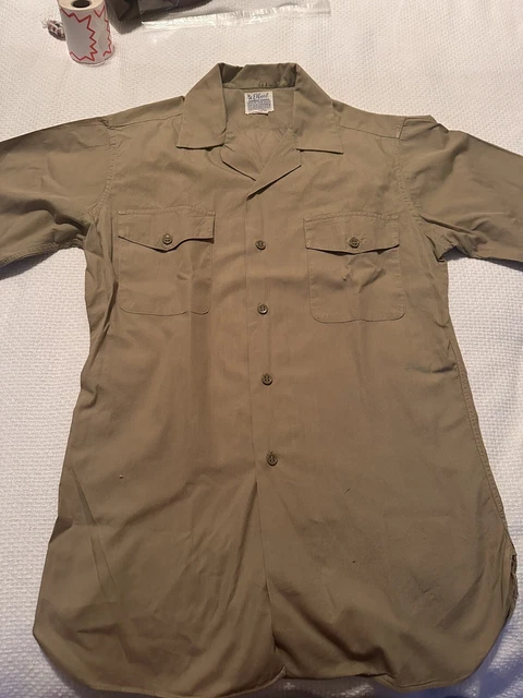 WWII ELBECO COMBED Cotton Khaki Short Sleeve Military Uniform Shirt £26 ...