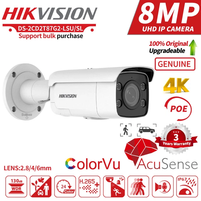 HIKVISION 8MP BULLET DS-2CD2T87G2-LSU/SL ColorVu 2-Way Audio IP Camera 2.8/4/6mm $395.56 ...