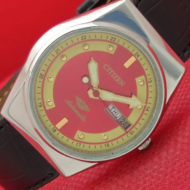 AUTHENTIC CITIZEN AUTOMATIC 8200 MENS JAPAN RED DIAL WATCH a423071-c ...