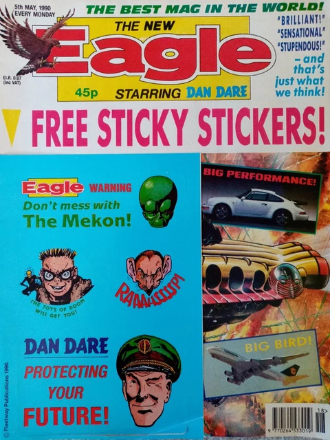 THE NEW EAGLE Comic Starring Dan Dare 5th May 1990 With Free Sticky ...