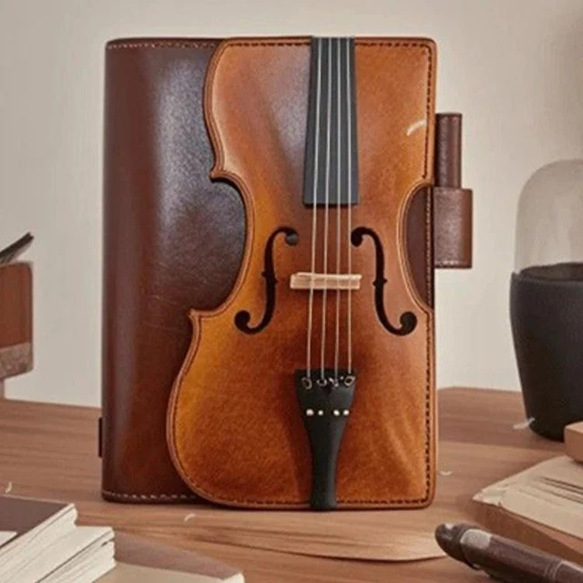 PU LEATHER RETRO Notebook Notepad Vintage 3D Violin Design Note Book ...