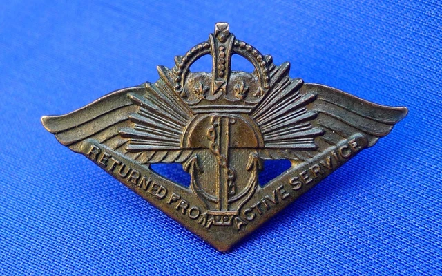 WW2 2/AIF AUSTRALIAN Returned From Active Service Badge A186597 To A ...
