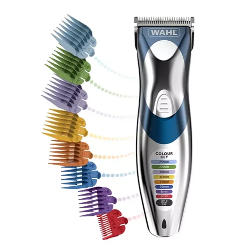WAHL COLOUR PRO Style Cordless Hair Clipper Set +10 Attachments Combs ...