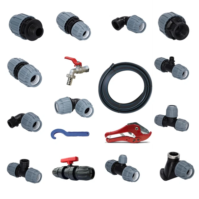 PP FITTING DVGW Klemmverbinder 20 25 32 PE Rohr Verschraubung Kupplung Winkel EUR 1,50 - PicClick DE