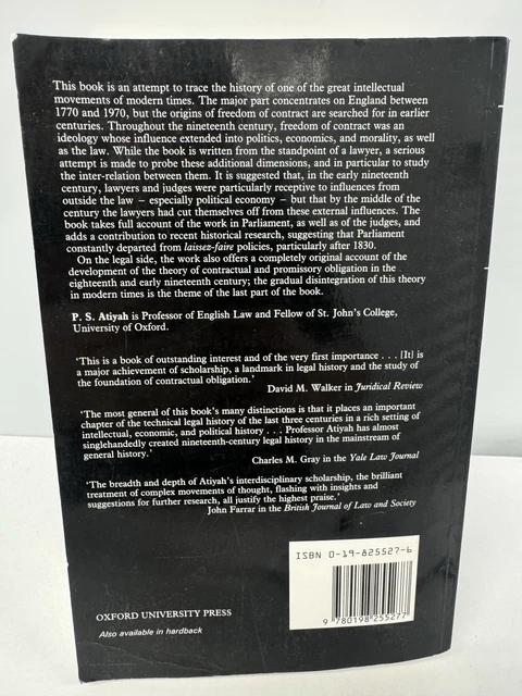 THE RISE AND Fall of Freedom of Contract by Atiyah, P. S. Oxford ...