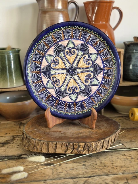 GRAND ASSIETTE ANCIENNE HB Quimper Émaillée Decor Mosaïque EUR 25,50 ...