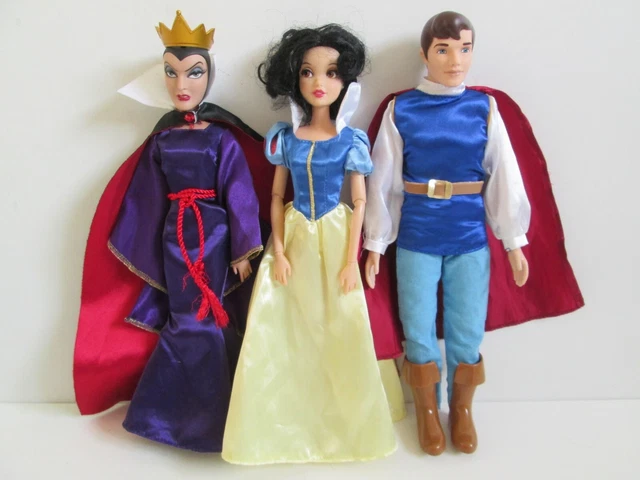 DISNEY STORE SNOW White, Wicked Evil Queen & Prince Florian Dolls £49. ...