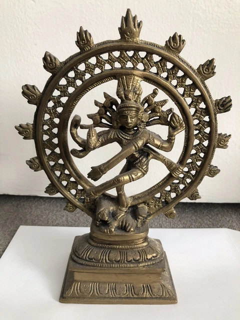 VINTAGE BRASS NATARAJA Lord Dance Shiva Destroyer Cast Indian Statue ...