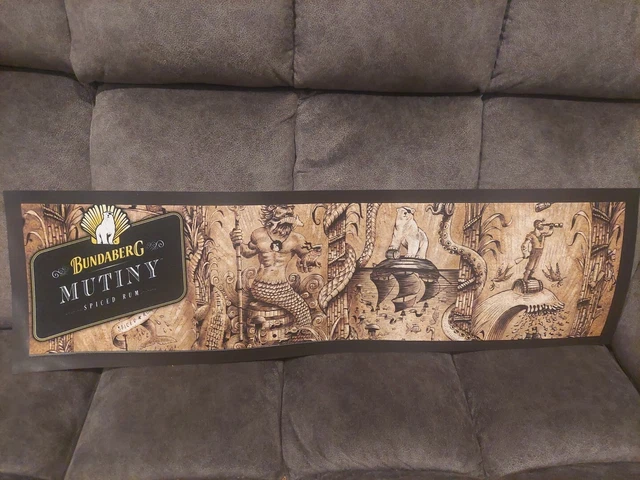 BUNDABERG MUTINY SPICED Rum Rubber Backed Bar Mat Runner - Bundy Bear ...
