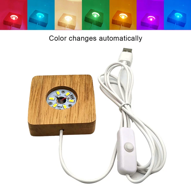 WOODEN LED LIGHT Display Base 3D Crystal Ball Stand Lamp Holder ...