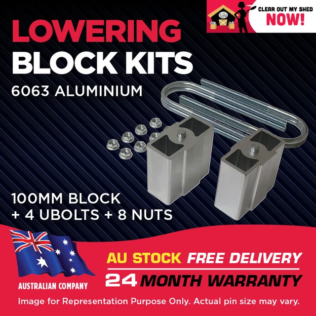 LOWERING BLOCK KIT Ford Falcon XG XH UTE VAN WAGON 4" (100mm) with 14mm ...