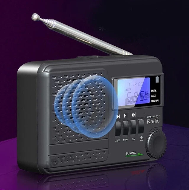 SY-1192 AM/FM/SW RECHARGEABLE Radio LCD USB with MP3 Digital Clock Gift ...