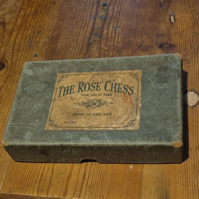 ANTIQUE THE ROSE Lead Chess Set In Original Box 1940s £26.68 - PicClick UK