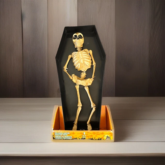 VTG ANIMATED HALLOWEEN Musical Dancing Skeleton In Coffin "Do The Conga ...
