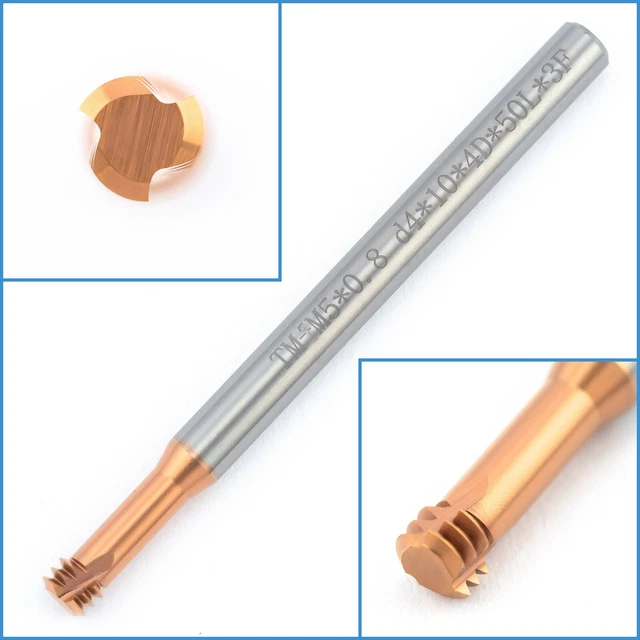 M5 0.8MM 60 Degree CNC HRC58 Carbide Steel Three Row Threading Milling ...