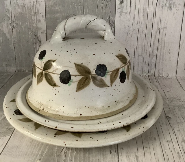 MARY ANSTEY STUDIO Pottery Stoneware Covered Cheese Dish, and Serving ...