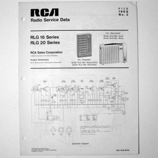 RCA ® MODEL RLG16 RLG20 Series Portable Transistor Radio - Service ...