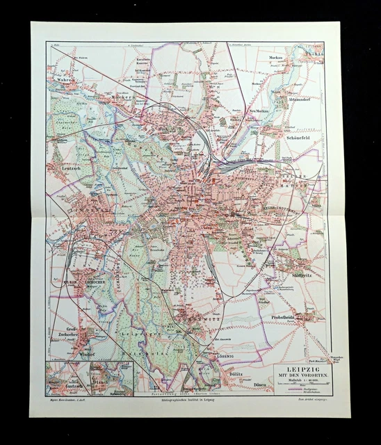 LEIPZIG MAP GERMANY City Street Plan Route Chart Stotteritz GERMAN ...
