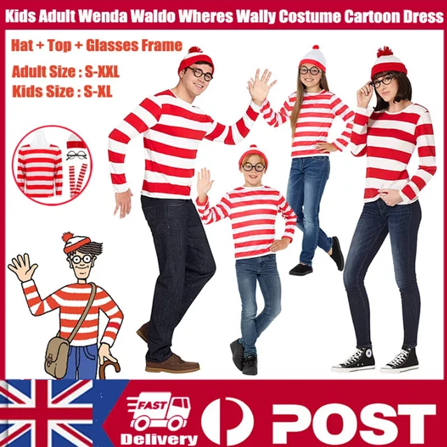 ADULT BOYS GIRLS Wheres Wally World Book Day Week fancy dress costume ...