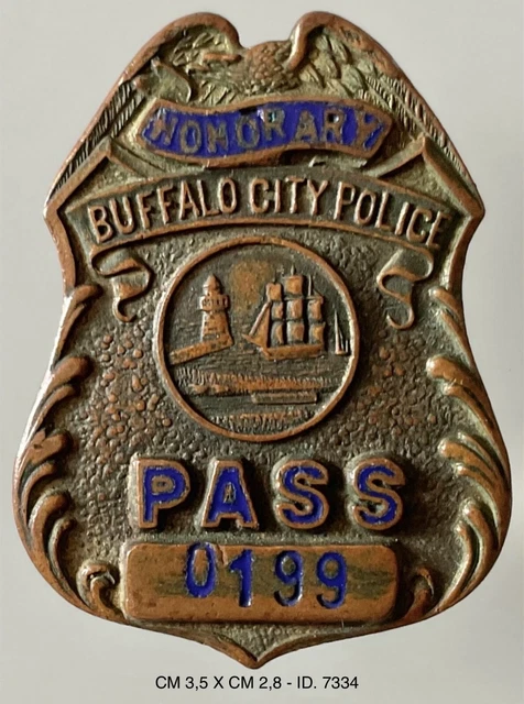 USA BUFFALO CITY Police Pass Honoraire Insigne Vintage Propriété B.p.d ...