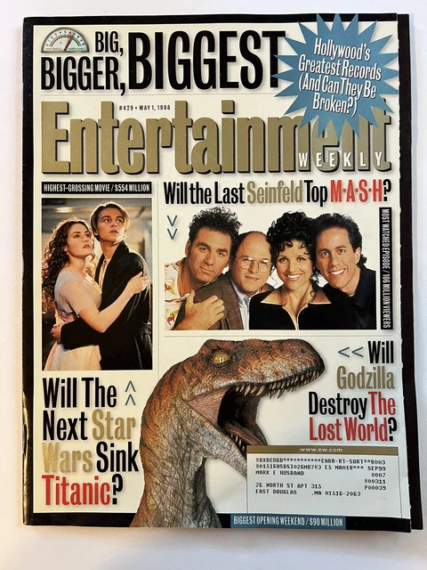 VTG 1990'S ENTERTAINMENT Weekly #429 5-1-1998 Seinfeld, Titanic, Dave ...
