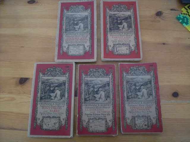FIVE 1920'S OS Contoured Road Maps. One Inch to the Mile. £5.66 ...