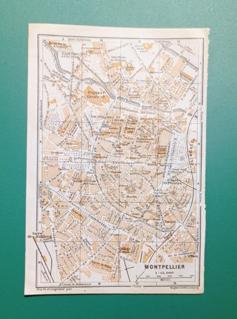 PRINT ANTIQUE MAP old map map VIENNE VALENCE ISERE FRANCE FRANCE 1910 £ ...