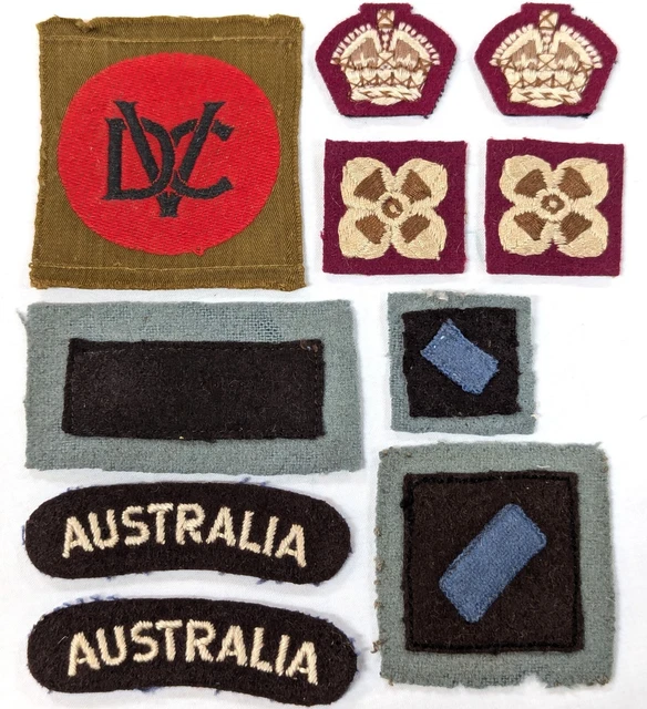 WW2 AUSTRALIAN ARMY uniform colour patches rank insignia shoulder ...