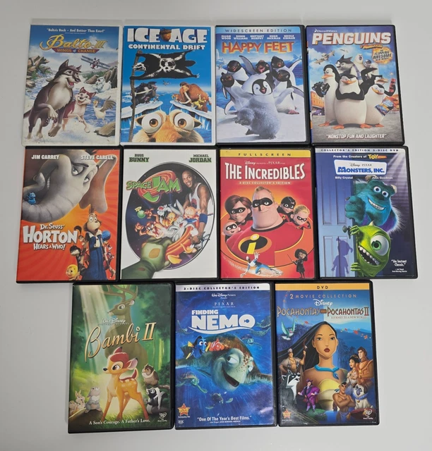 11 KIDS FAMILY DVDs Lot Disney Dr Seuss Pocahontas Ice Age Penguins ...