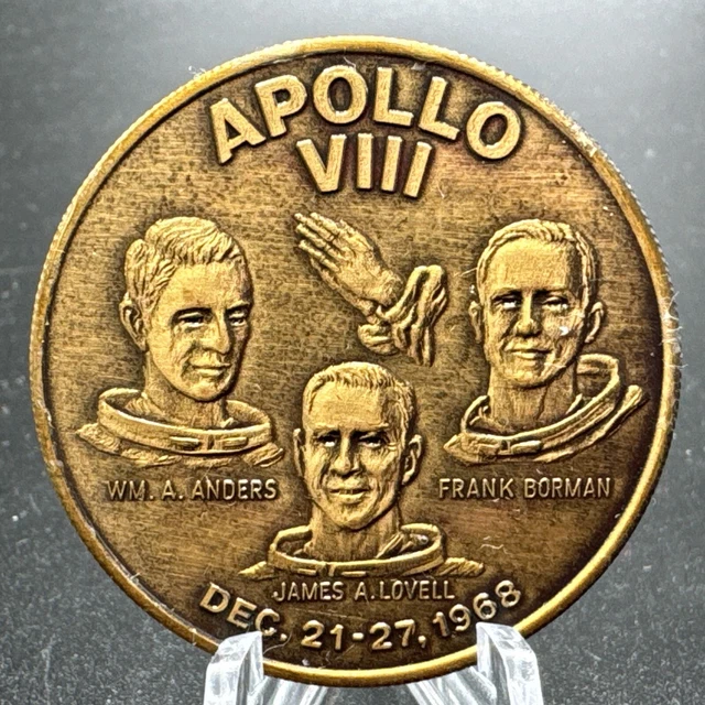 1968 APOLLO VIII Commemorative Bronze Space Exploration Medal At224-141 ...