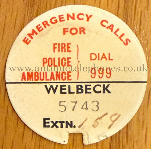 GENUINE GPO TELEPHONE dial label WELBECK 5743 BB £6.96 - PicClick UK