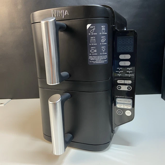 NINJA DOUBLE STACK Air Fryer SL300EU 7,6L Heißluftfritteuse 2 Fächer ...