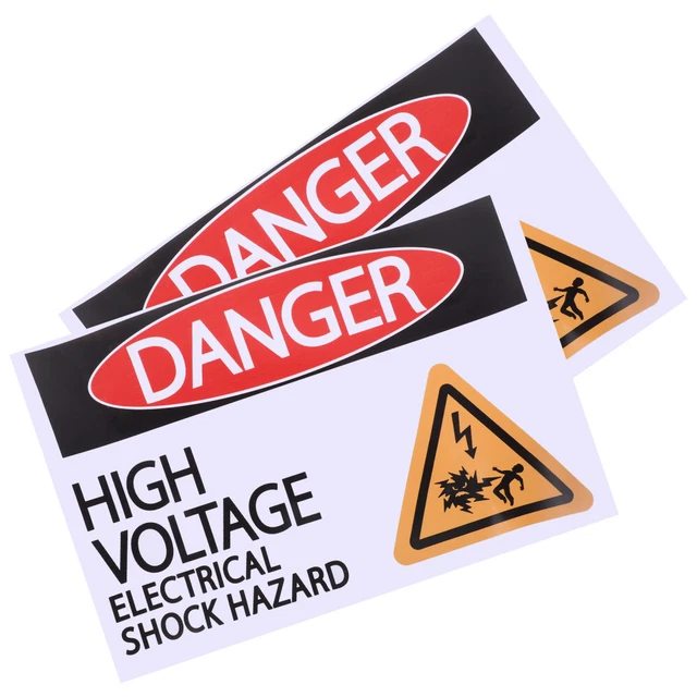 2 SHEETS HIGH Voltage Electrical Box Warning Sticker Machine £6.55 ...