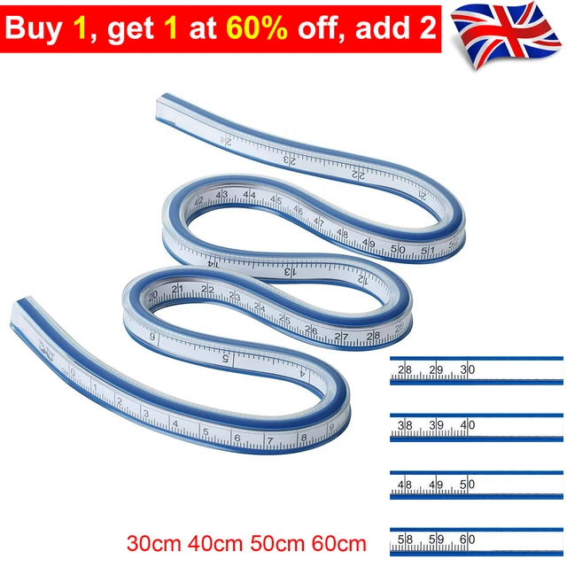 30CM 40CM 50CM 60cm Flexible Vinyl Plastic French Curve Ruler Drafting ...