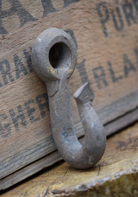 ANTIQUE RECLAIMED WROUGHT Iron Beam Hook old worn vintage hanging hook ...