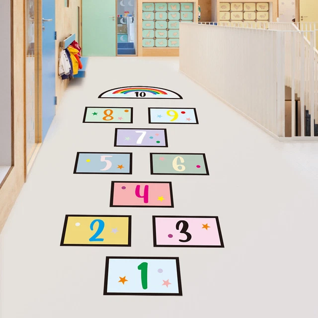 HANDPRINT FLOOR STICKERS Wall Decals Hopscotch Game Kids Nursery Room ...