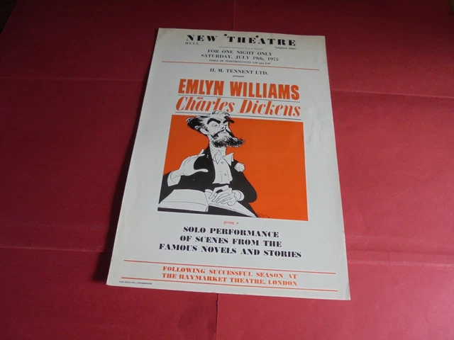 EMLYN WILLIAMS AS Charles Dickens 1975 UK Hull Theatre Poster £10.78 ...