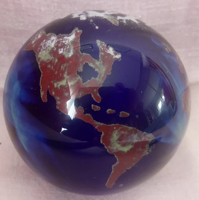 RARE MAP MONDE cristal de collection, presse papier, signé LUNDBERG et ...